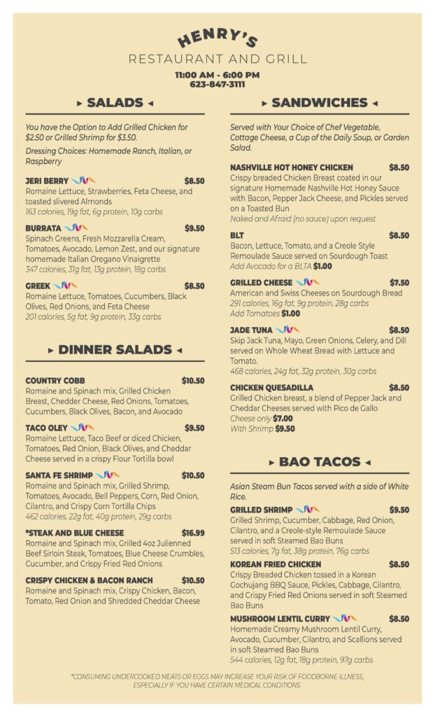 Henry's Lunch & Dinner | Glencroft Living