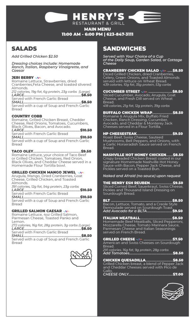 Henry's Lunch & Dinner | Glencroft Living